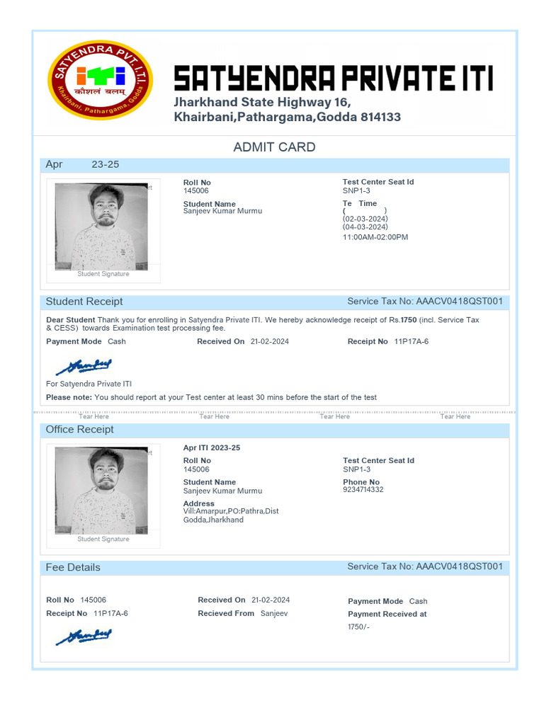 352517819-Admit-Card-Sample | PDF