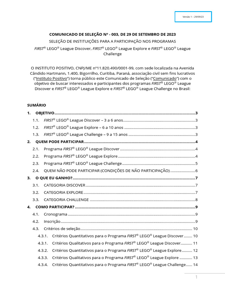 003 Comunicado de Selecao IP 29 Set 23 v2 | PDF