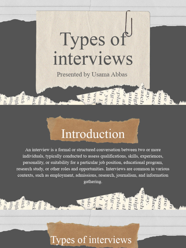 English Presentation ... Types of Interviews FINAL | PDF | Counseling Psychology | Job Interview
