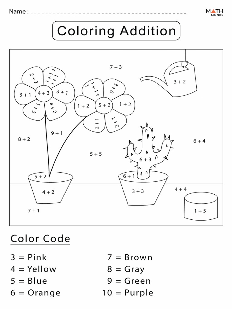 Math Addition Coloring Worksheets | PDF