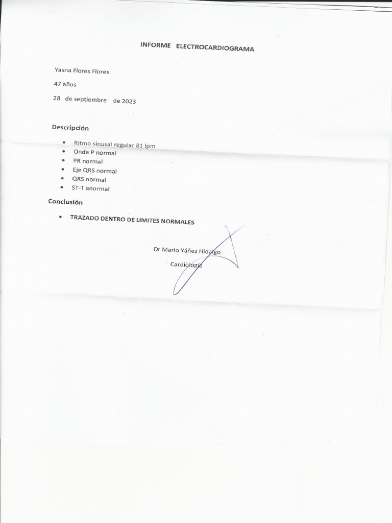 Informe Electrocardiograma | PDF