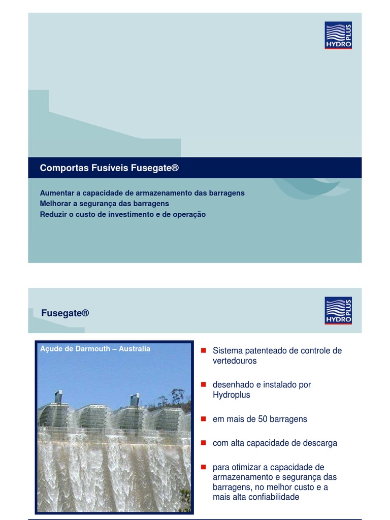 HydroPlus Fusegates 2010 - Português | PDF | Vertedouro | Enchente