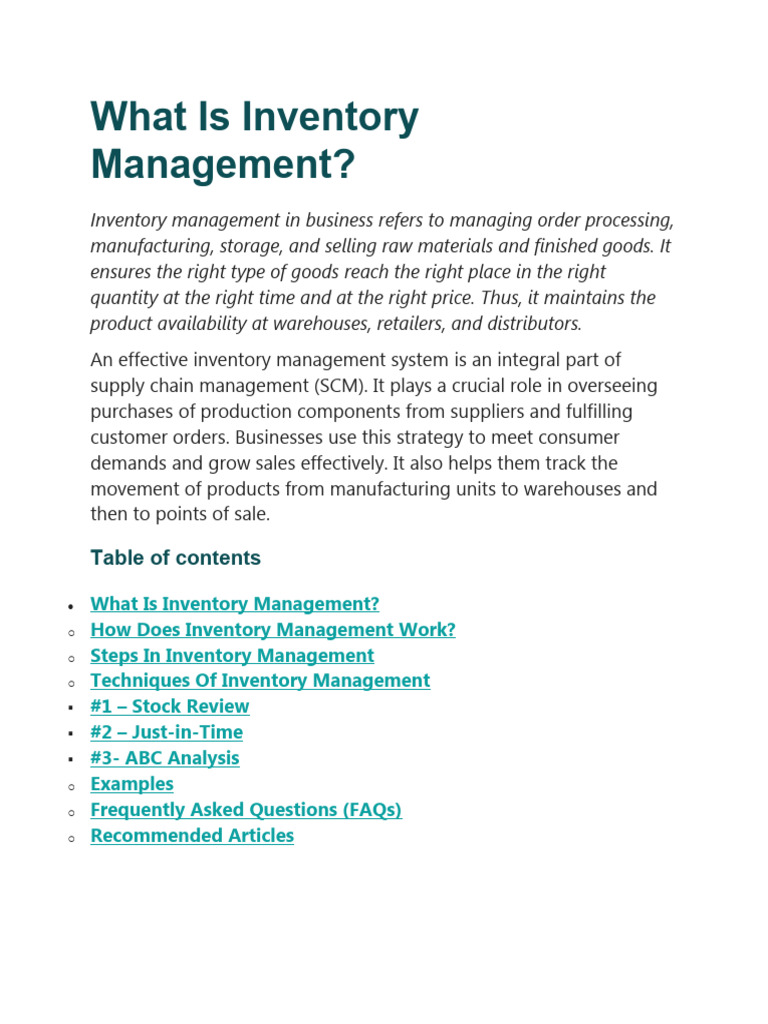 What Is Inventory Management | PDF | Inventory | Warehouse