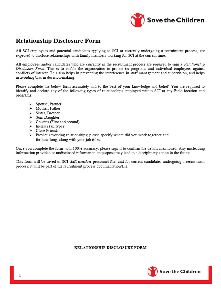SCI Relationship Disclosure Requirements | PDF | Recruitment | Conflict Of Interest