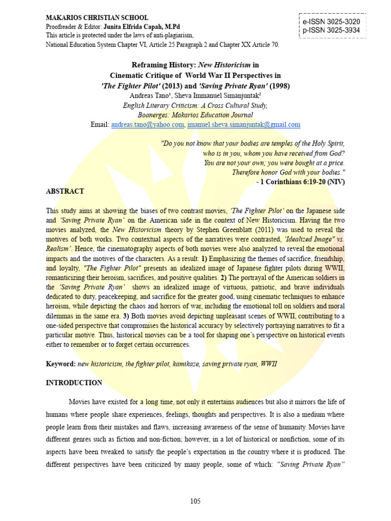 Reframing History: New Historicism in Cinematic Critique of World War II Perspectives in 'The ...