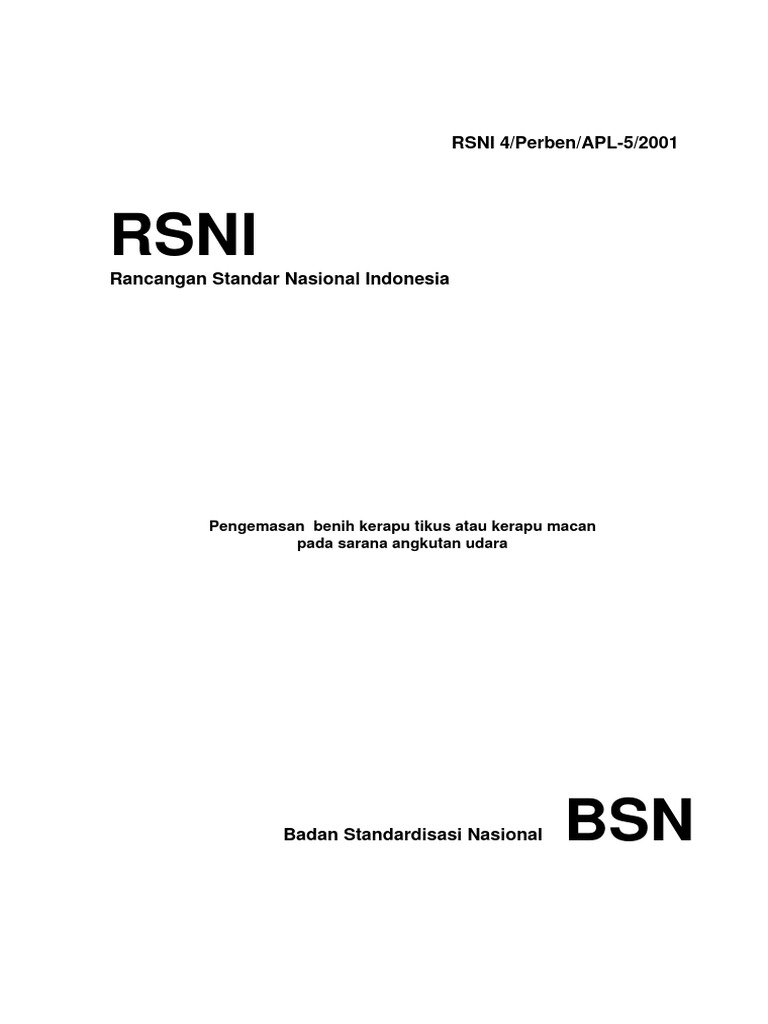 RSNI 4/Perben/APL-5/2001: Pengemasan Benih Kerapu Tikus Atau Kerapu ...