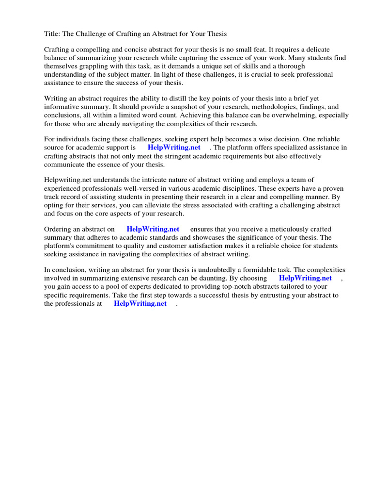 Thesis How To Write Abstract | PDF | Thesis | Abstract (Summary)