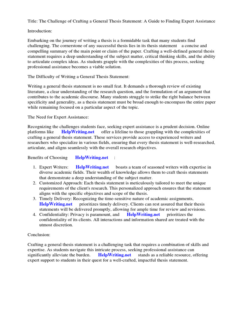 General Thesis Statement | PDF