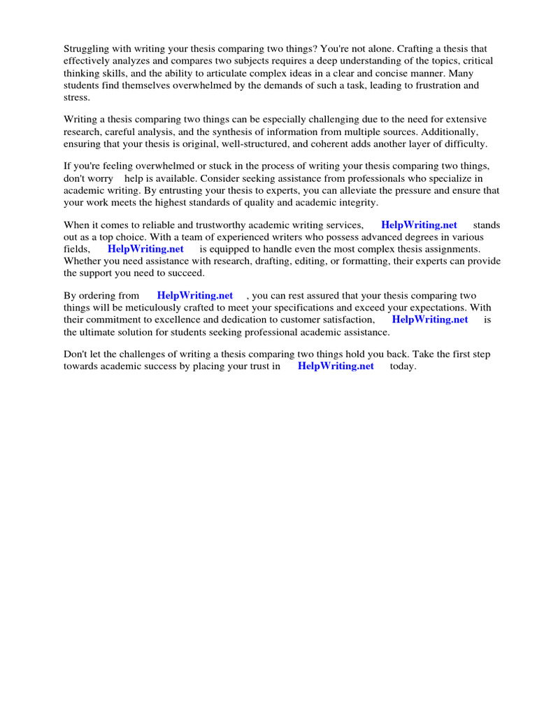Thesis Comparing Two Things | PDF