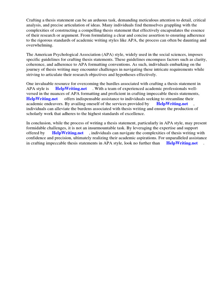 Apa Owl Thesis Statement | PDF