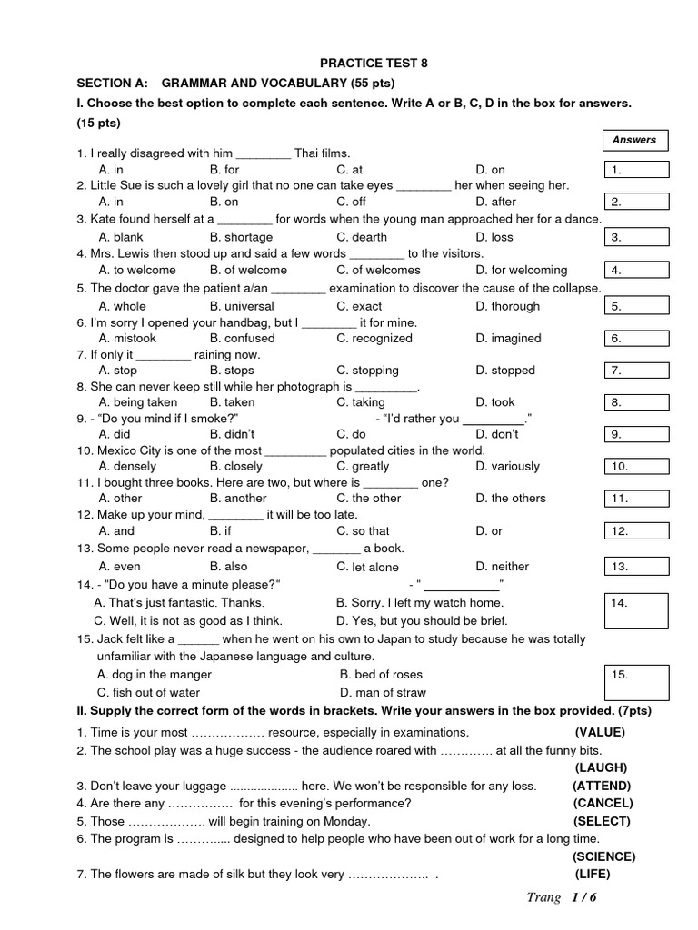 Practice Test 8 | PDF | International Student
