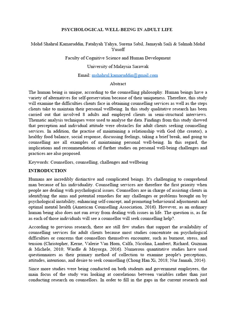 Psychological Well | PDF | Well Being | Psychology