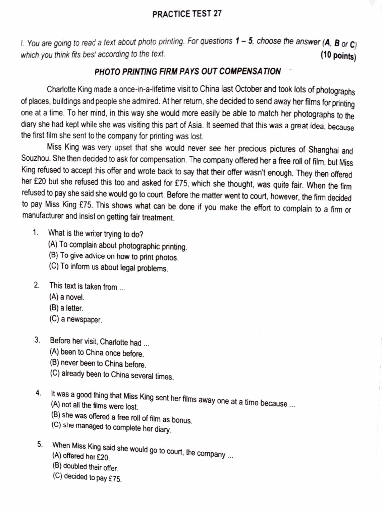 Practice Test. Mock Exam | PDF