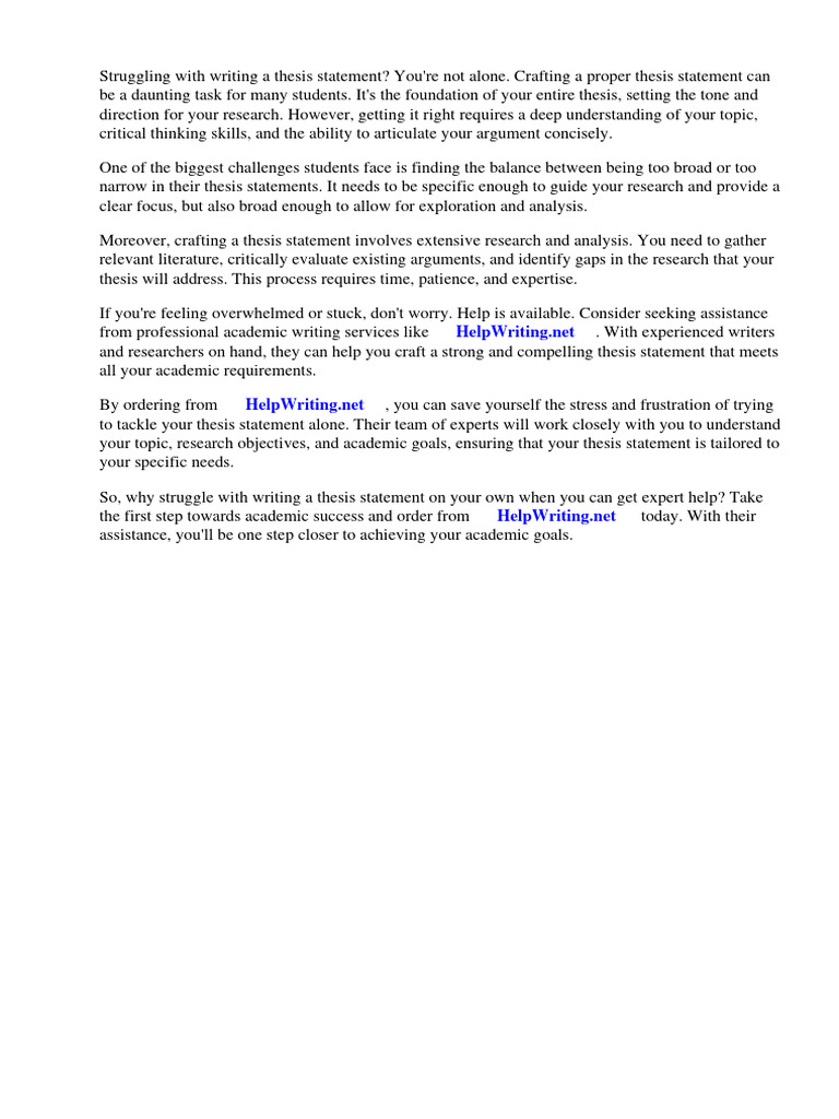 How Write a Proper Thesis Statement | PDF