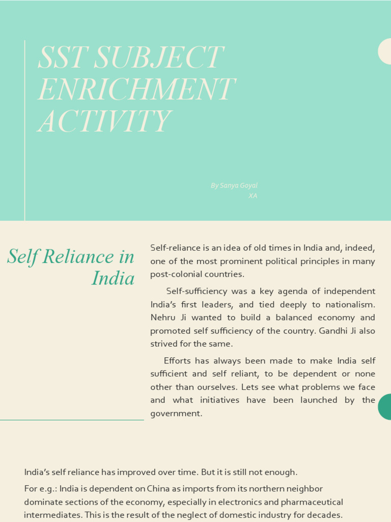 Self-Reliance Initiatives in India | PDF | Economies