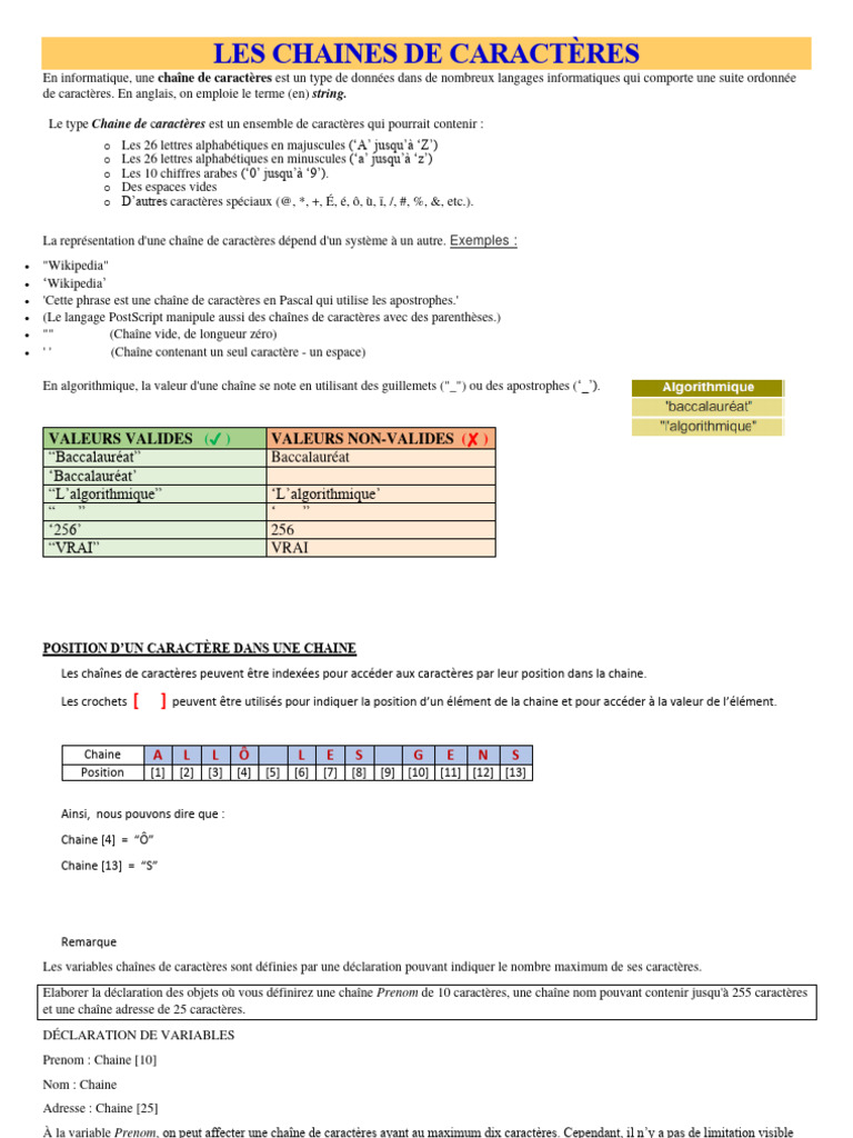 5 Chaines de Caracteres | PDF