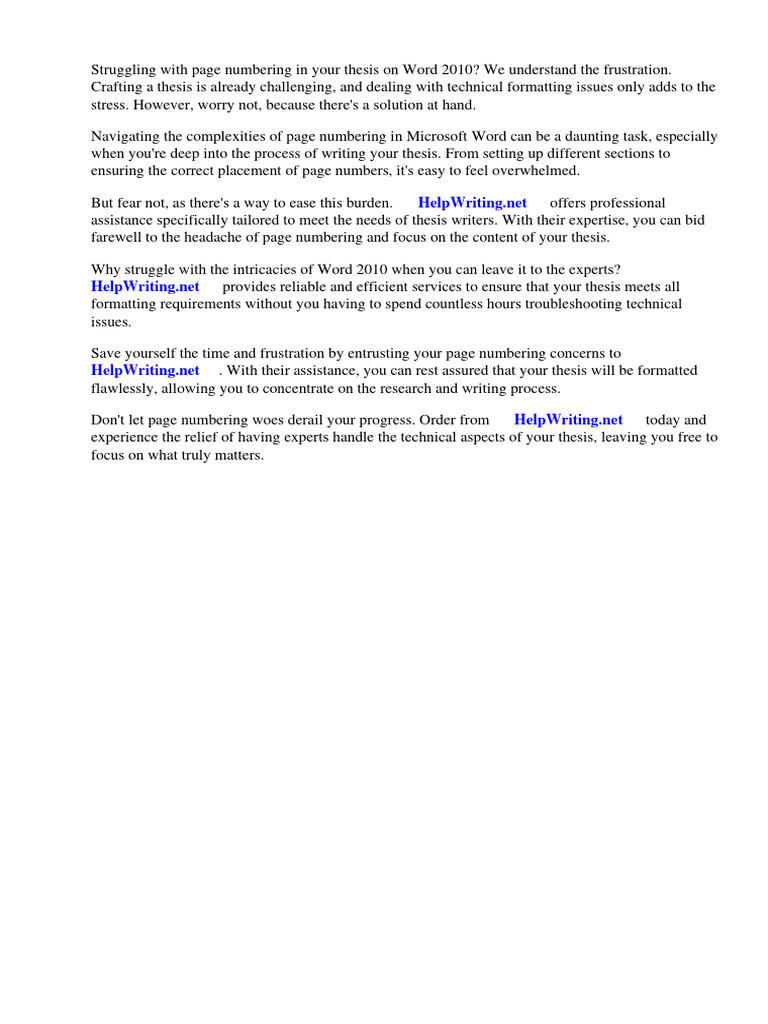 Page Numbering Thesis Word 2010 Pdf