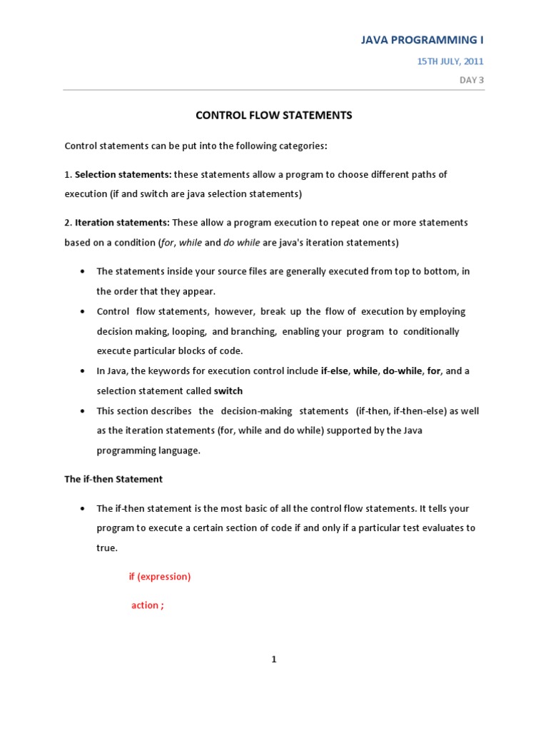 Java01 Seq288 Day 3 | PDF | Control Flow | Computer Engineering