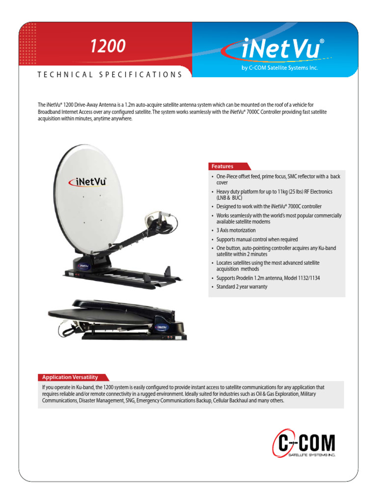 C Com Inetvu 114 1200 Driveaway Antenna | PDF | Communications Satellite | Cable Television