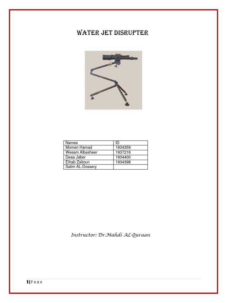 Water Jet Disrupter 1 | PDF