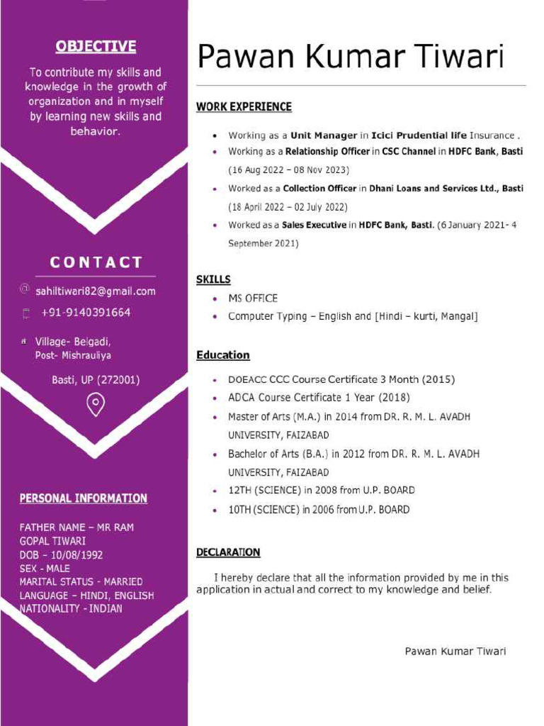 PAWAN - TIWARI - RESUME (2) (1) - 11zon | PDF