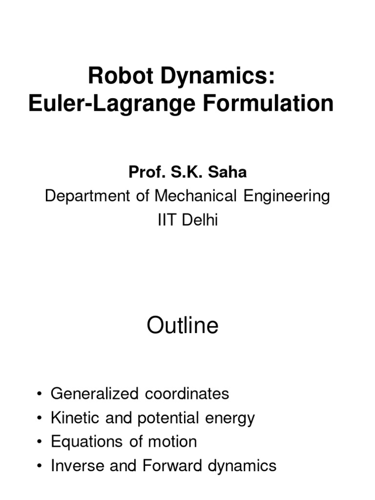 Robot Dynamics Lag Equation | PDF | Lagrangian Mechanics | Physics