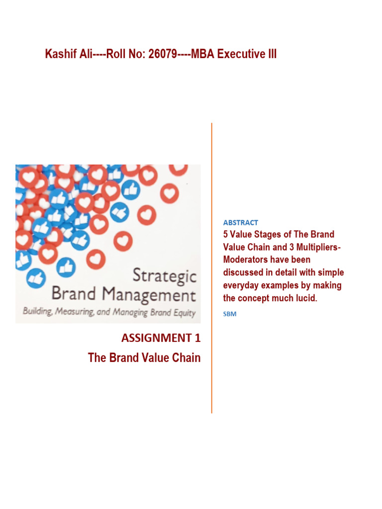 Assignment 1 Sbm The Brand Value Chain Pdf Brand Marketing