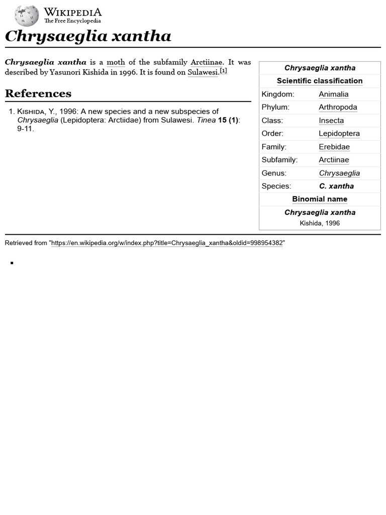 Chrysaeglia xantha - Wikipedia | PDF