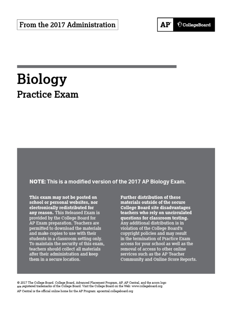 AP Bio 2017 | PDF | Advanced Placement | Multiple Choice