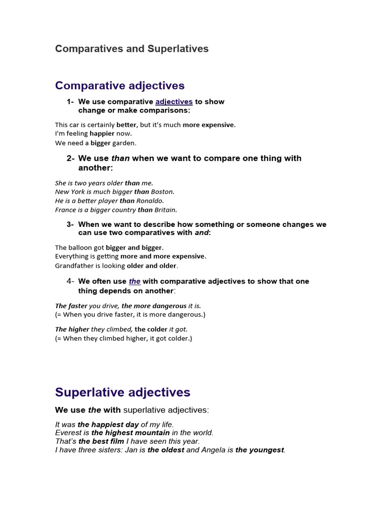 Comparatives and Superlatives | PDF | Adjective | Language Families
