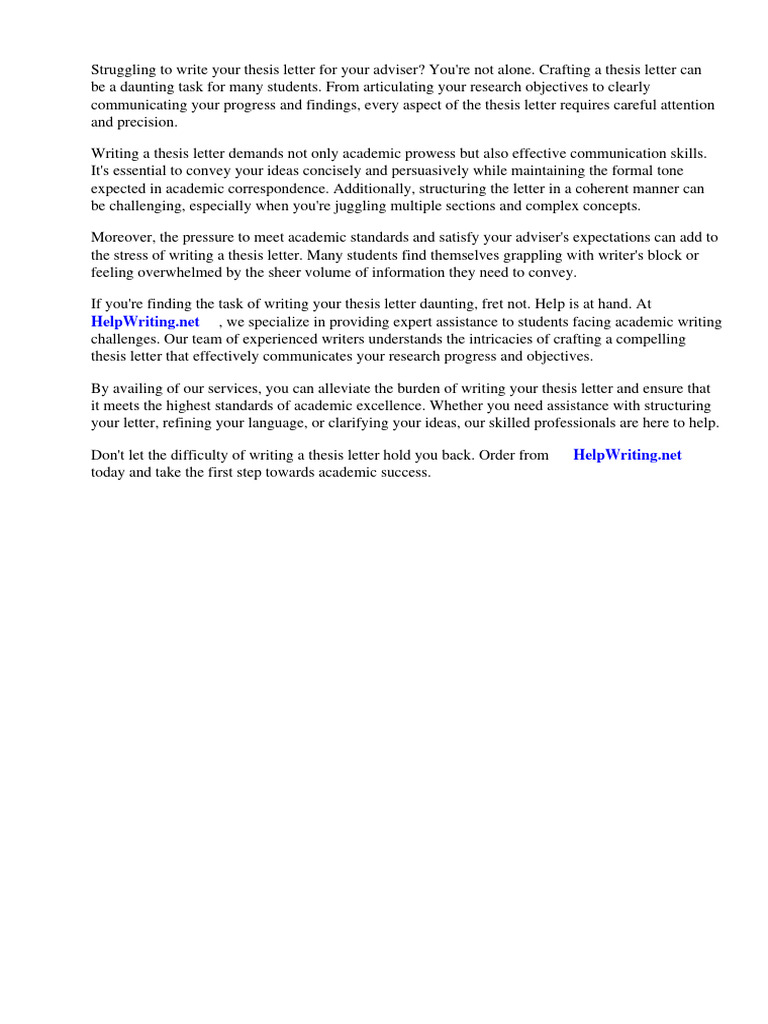 Thesis Letter For Adviser | PDF