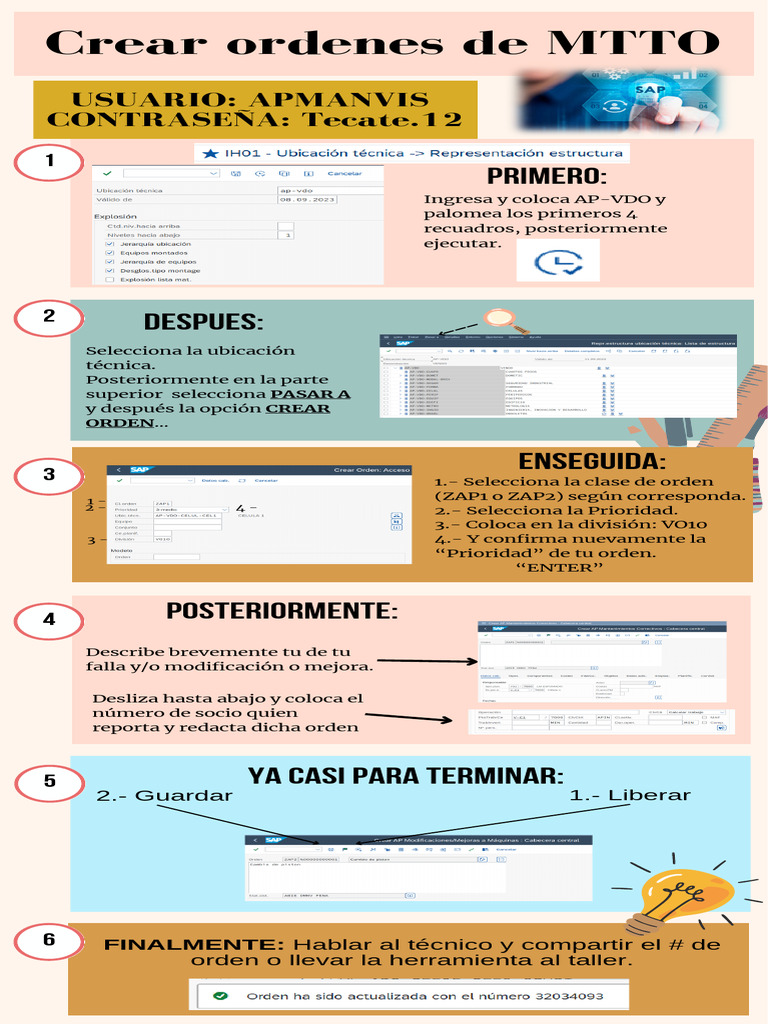 Guía para Crear Órdenes de MTTO | PDF