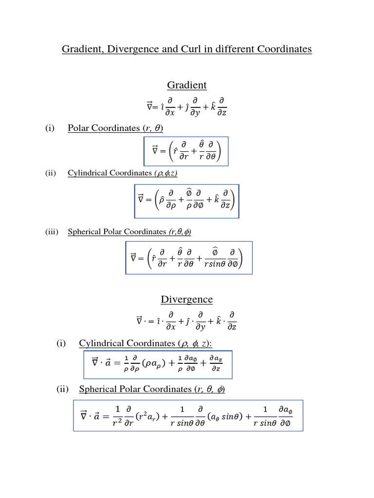 Grad+Div+Curl Coordinates Part3 | PDF | Coordinate System ...