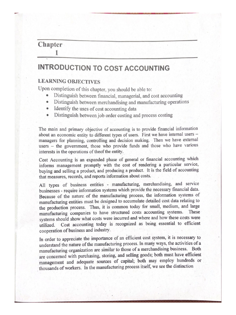 Chapter 1. Introduction To Cost Accounting | PDF