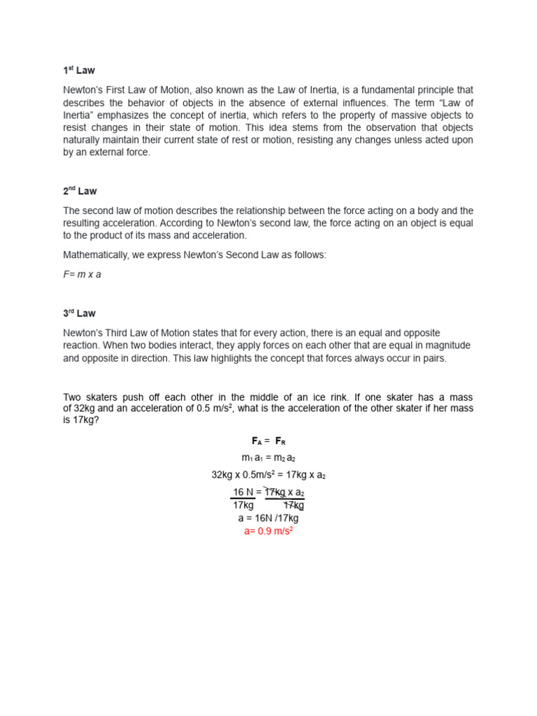 Physics Summary | PDF | Force | Newton's Laws Of Motion