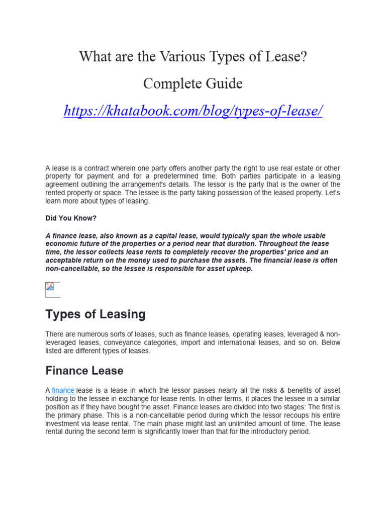 Types of Lease | PDF
