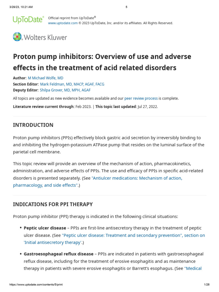 PPIs-Overview of Use and Adverse Effects in The Treatment of Acid ...