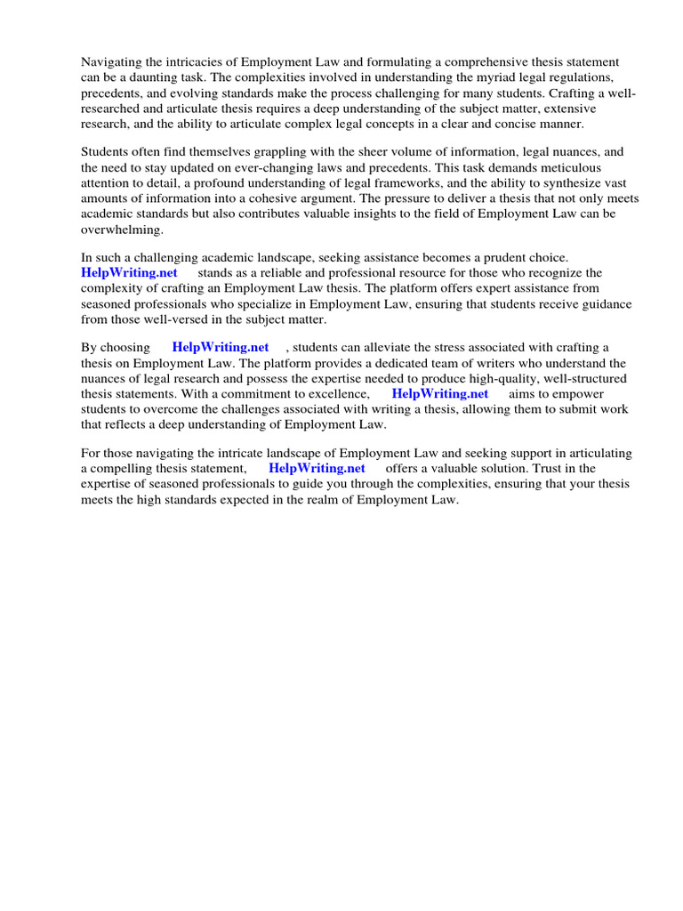 Employment Law Thesis Statement | PDF | Employment | Labour Law