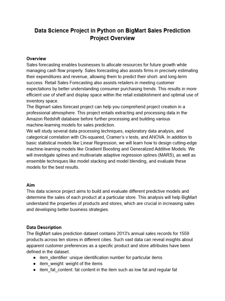 Bigmart Sales Solution Methodology | PDF | Dependent And Independent ...