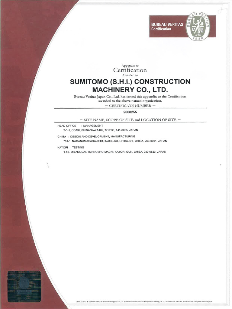 Certificado Sumitomo 1 | PDF