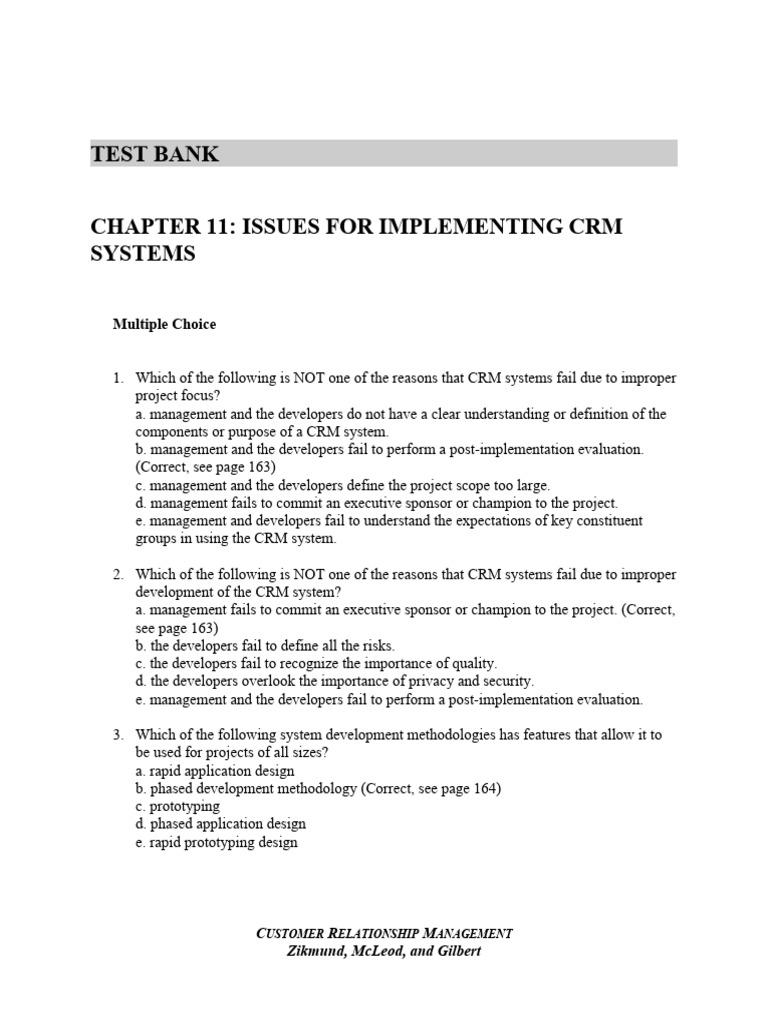 CHAPTER 11: ISSUES FOR IMPLEMENTING CRM SYSTEMS ch11 | PDF | Customer Relationship Management ...