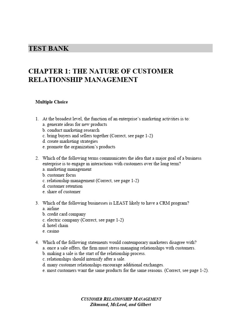 CHAPTER 1: THE NATURE OF CUSTOMER RELATIONSHIP MANAGEMENT ch01 | PDF ...