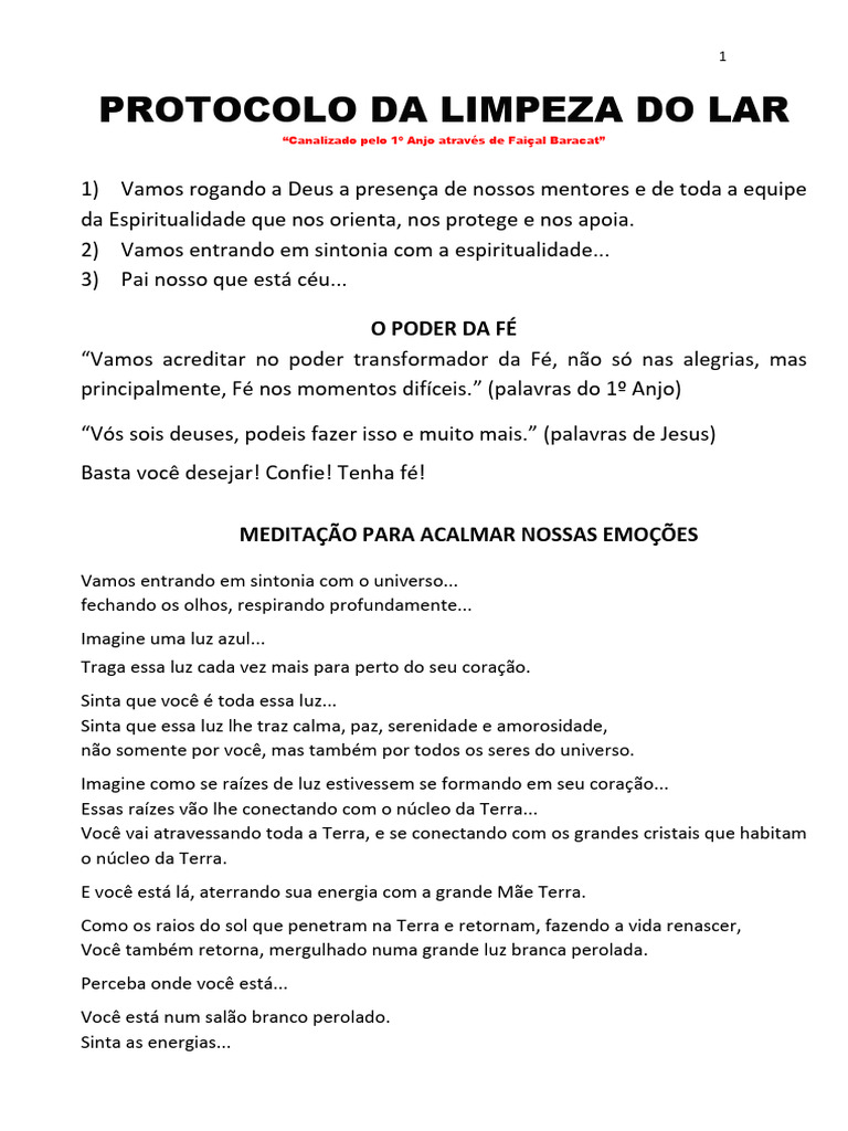 Protocolo Da Limpeza Do Lar | PDF | Fé | Sol