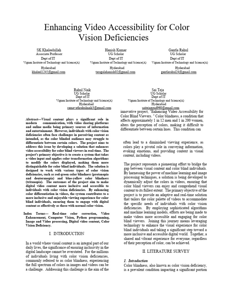 Enhancing Video Accessibility For Color Vision Deficiencies | PDF ...