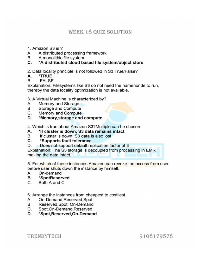 Week18 Quiz Solution | PDF