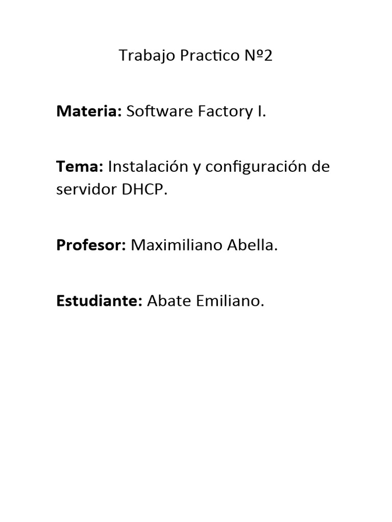 tp2 - Instalacikon y Confoguracion de DHCP | PDF | Dirección IP | Ciencias de la Computación