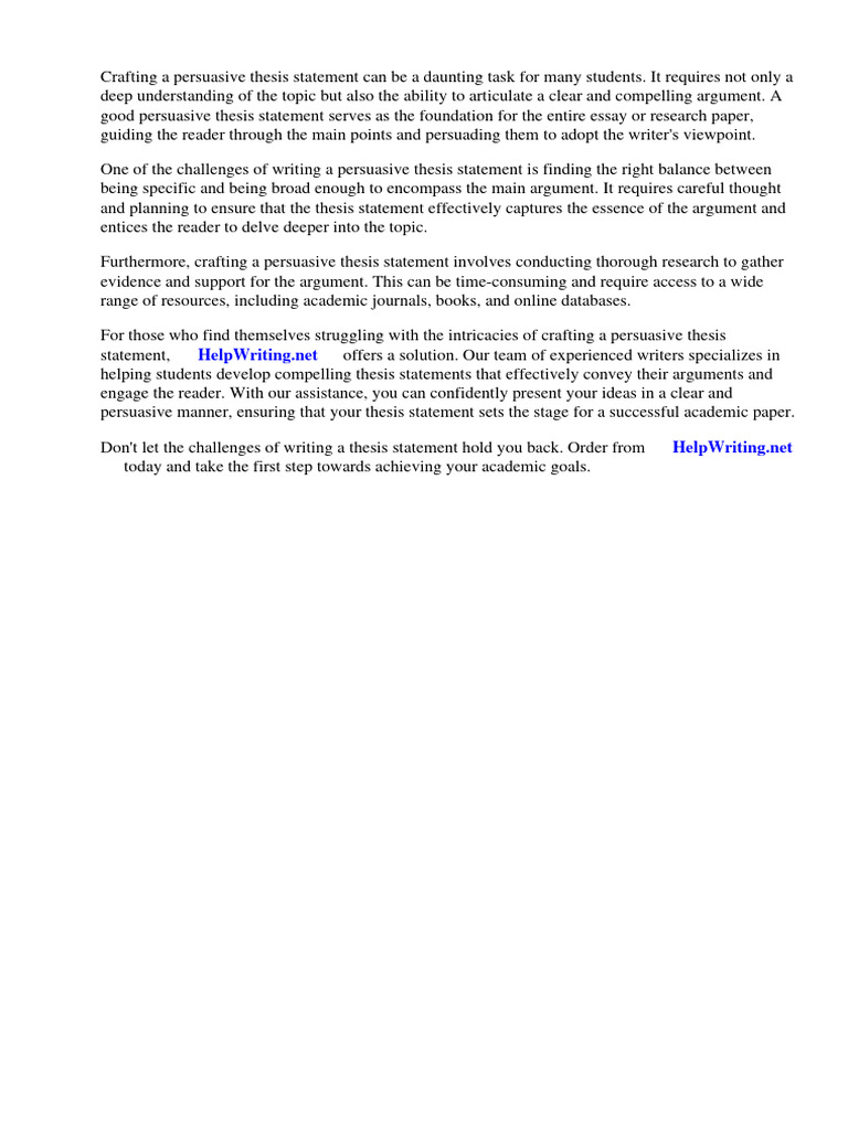 What Makes a Good Persuasive Thesis Statement | PDF | Essays | Thesis