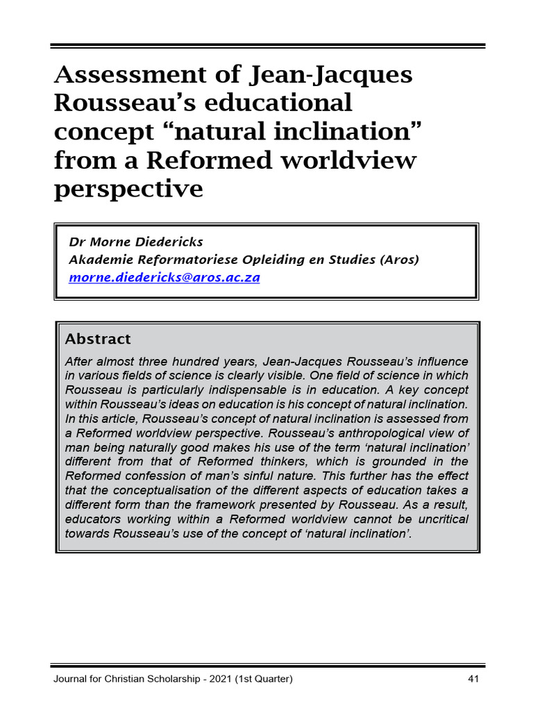 Assessment of Jean Jacques Rousseau s Ed | PDF | Jean Jacques Rousseau ...