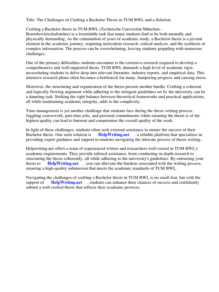 Bachelor Thesis Tum BWL | PDF | Thesis