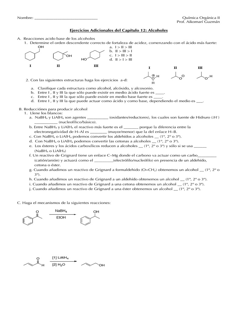 Ejercicios Cap12 2 | PDF | Cetona | Ester